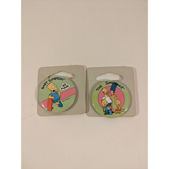 Other | Nos Vtg Simpsons Collectable Buttons Pinbacks Lot Of 2 Pink ...